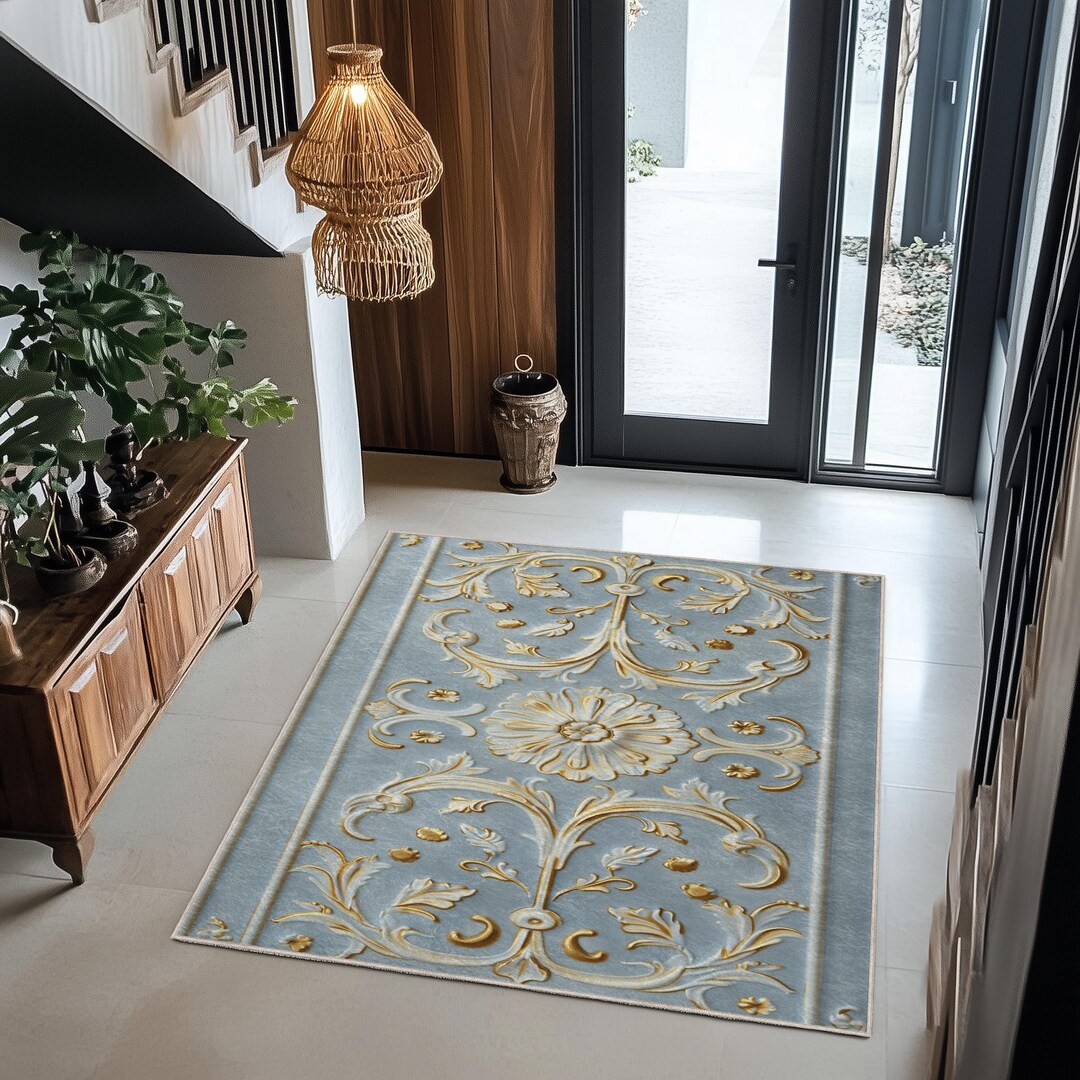 Baroque & Rococo Style Moroccan Rug - Elegant Area Rug for Living Room ...