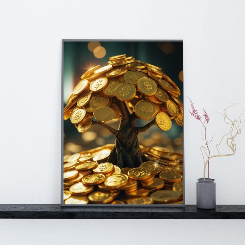 Money Tree Poster: Boho Botanical Wall Art, Prosperity Decor (digital ...