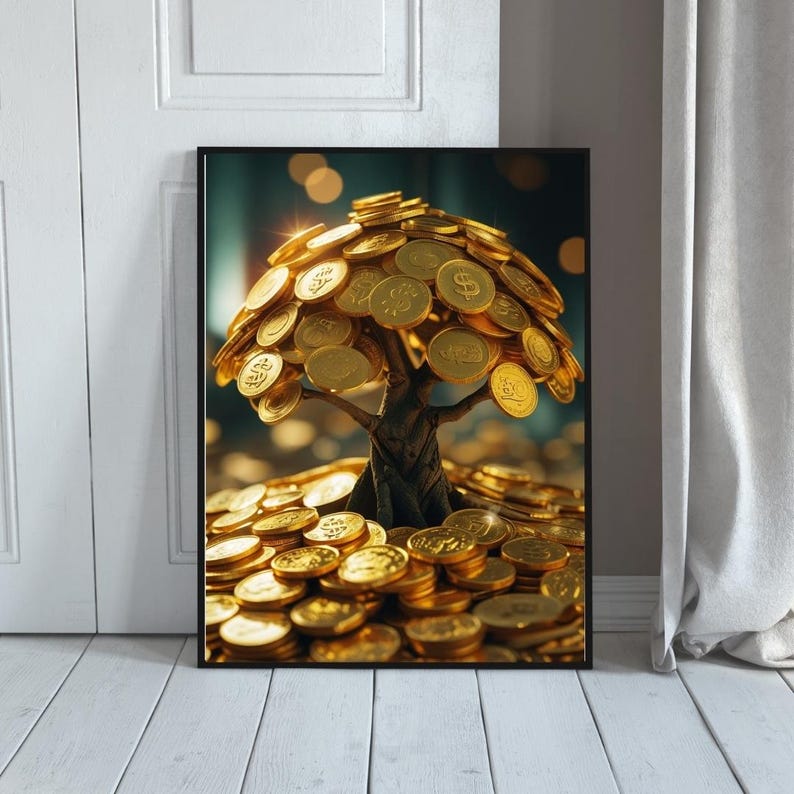 Money Tree Wall Art – Prosperity Poster for Home or Office | Boho ...