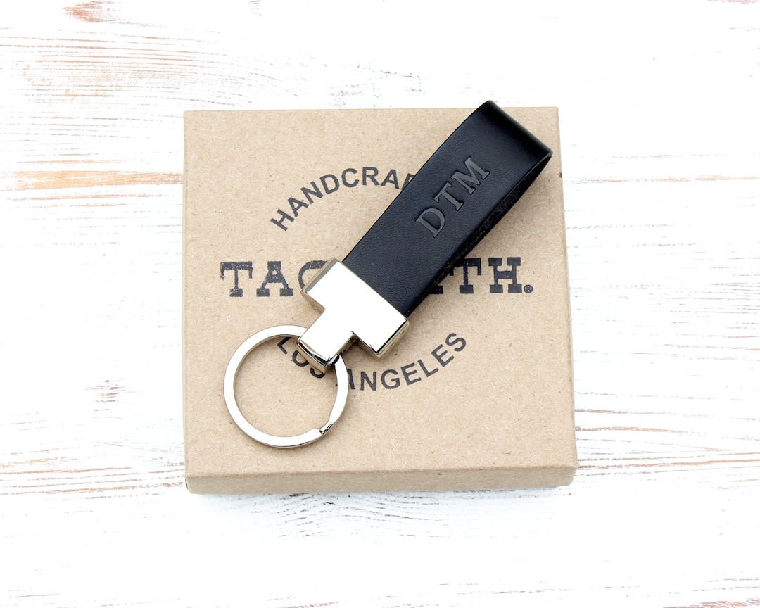 Leather Keychain Personalized for Men or Women, Custom Name Key Chain, Key Ring, Key Fob, Mens ...
