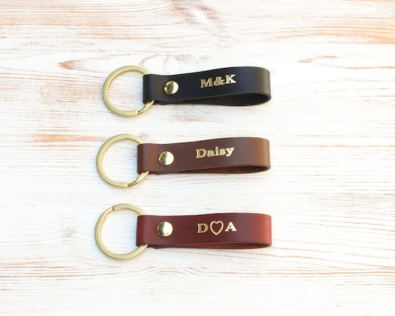 Personalized Custom Leather Keychain for Women With Gold Foil | Etsy
