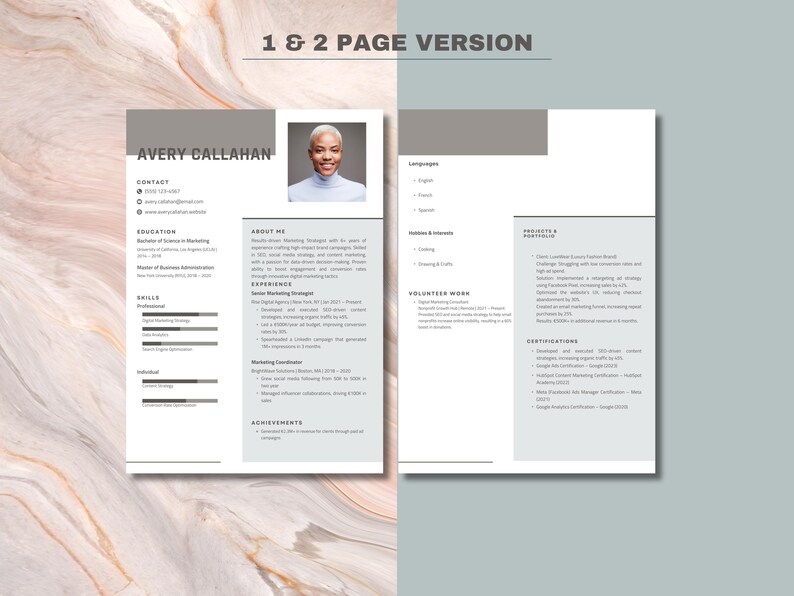 Professional Resume Template - Editable 2-page Canva CV for Job Seekers - Stand Out & Get Hired ...