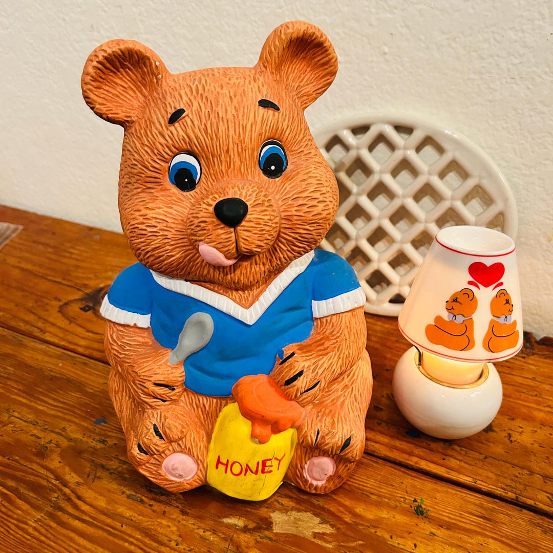 Vintage Teddy Bear Coin Bank | Ceramic Nursery Decor | Cottagecore Baby ...
