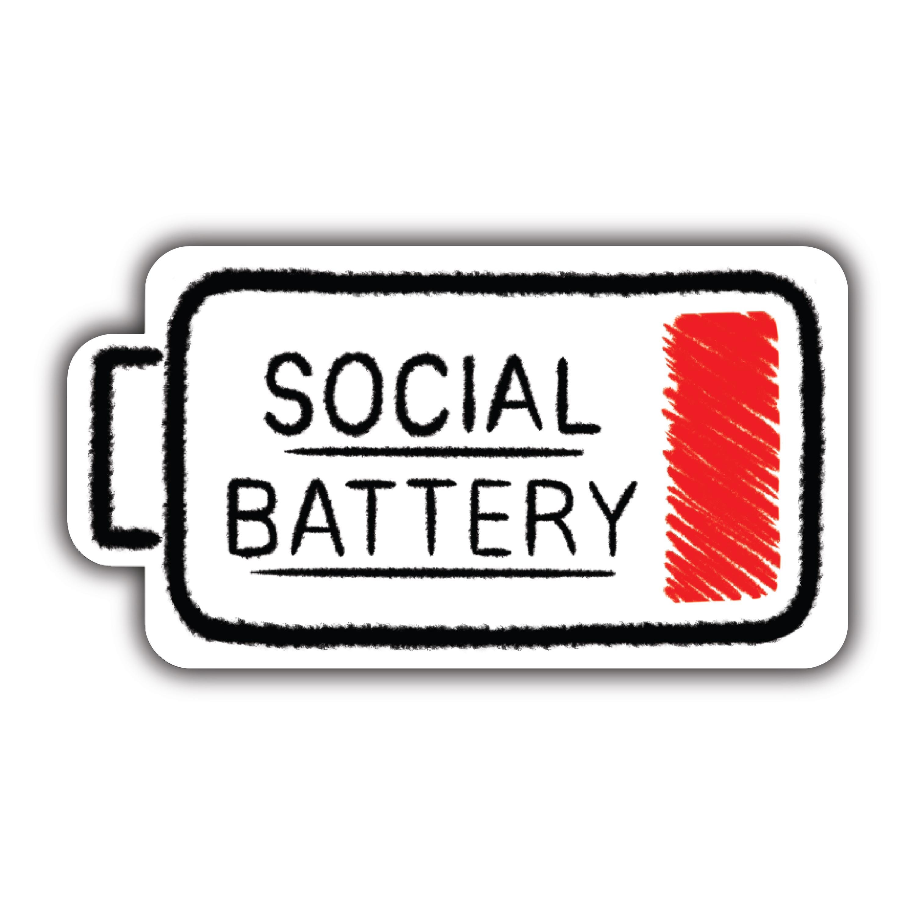 Social Battery Sticker – Introvert Energy Funny Vinyl Decal, Mental ...