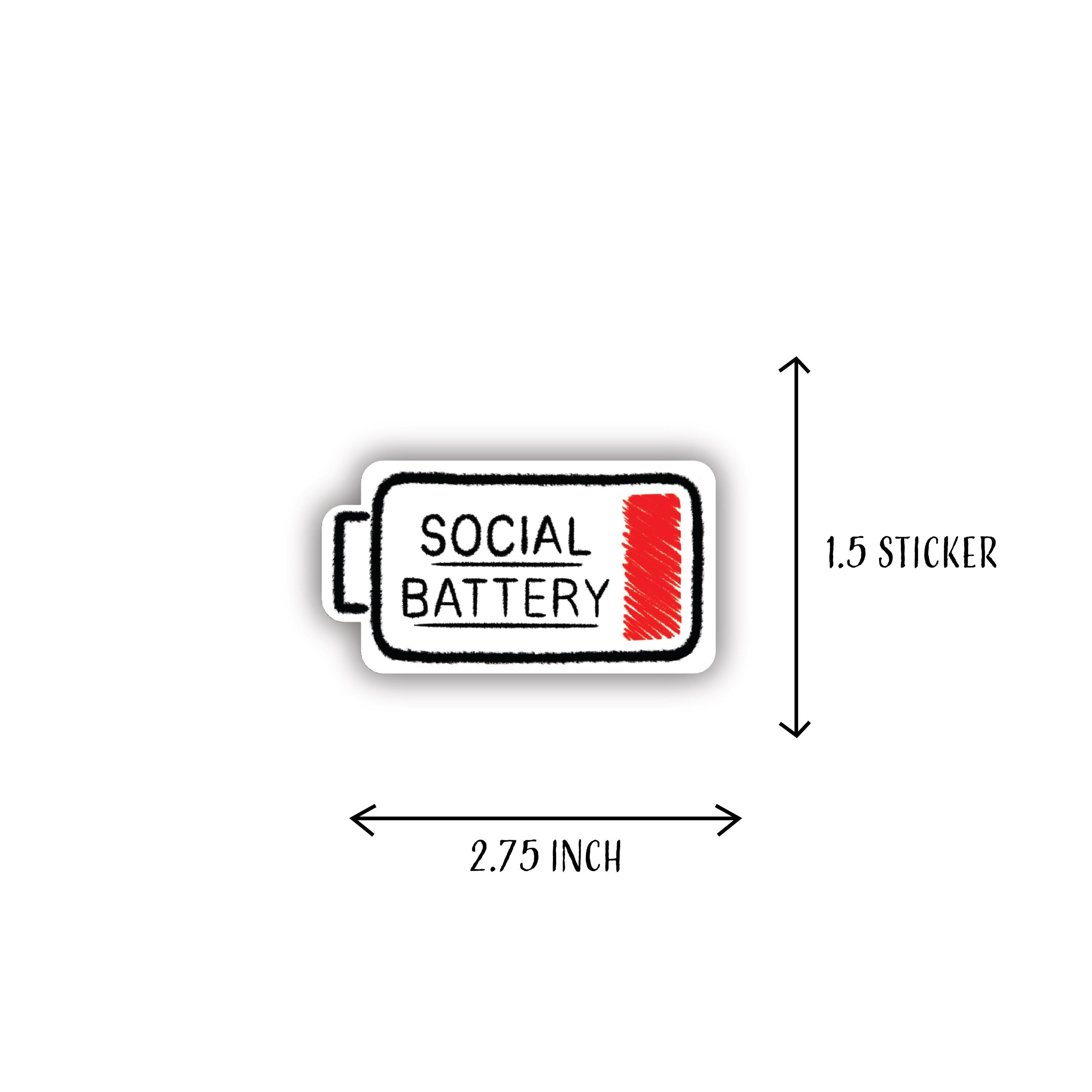 Social Battery Sticker – Introvert Energy Funny Vinyl Decal, Mental ...