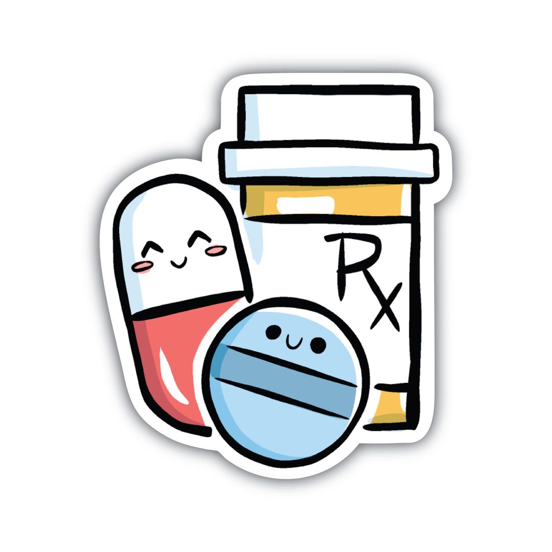Happy Pills Sticker, Cute Mental Health Sticker, Serotonin Boost Vinyl ...