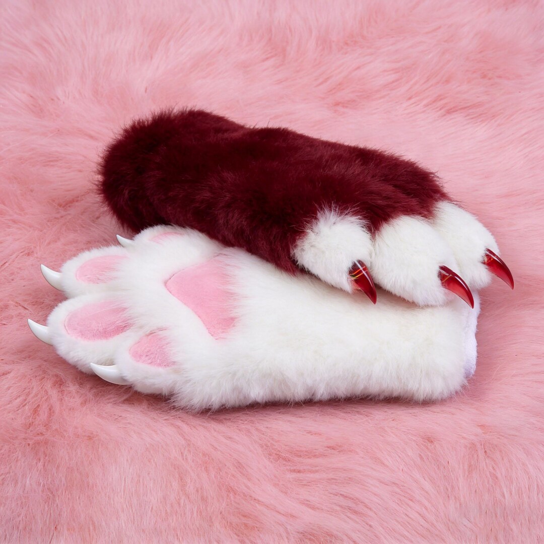 22-color Fursuit Paws Glove, Fluffy Paw Glove,pink Furry Paw Glove ...