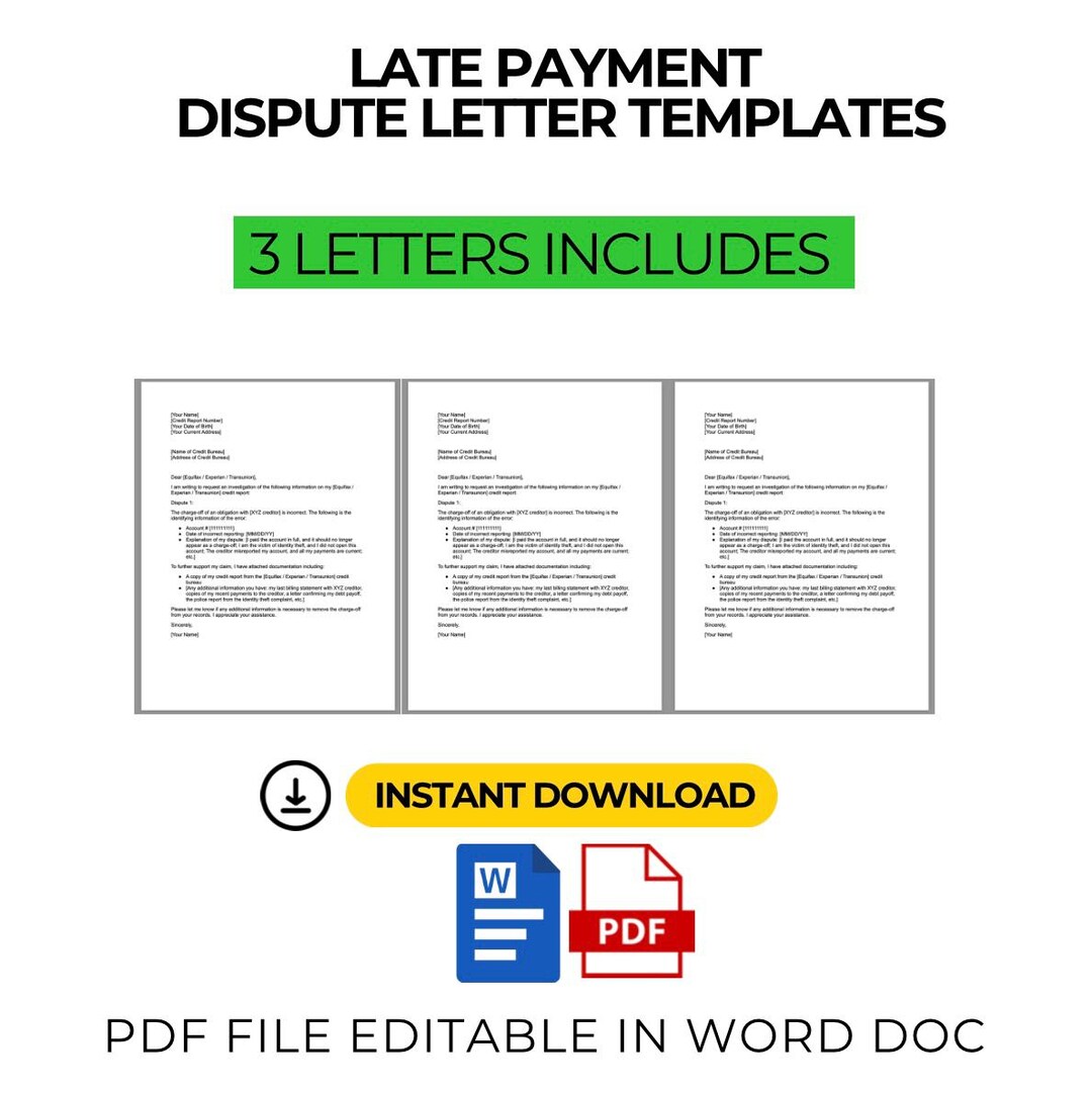 Late Payment Dispute Letter Templates - Etsy
