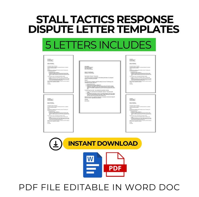 Stall Tactics Response Dispute Letter Templates - Etsy