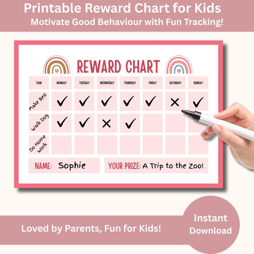 Printable Kids Reward Chart – Chore Tracker for Toddlers – Daily ...