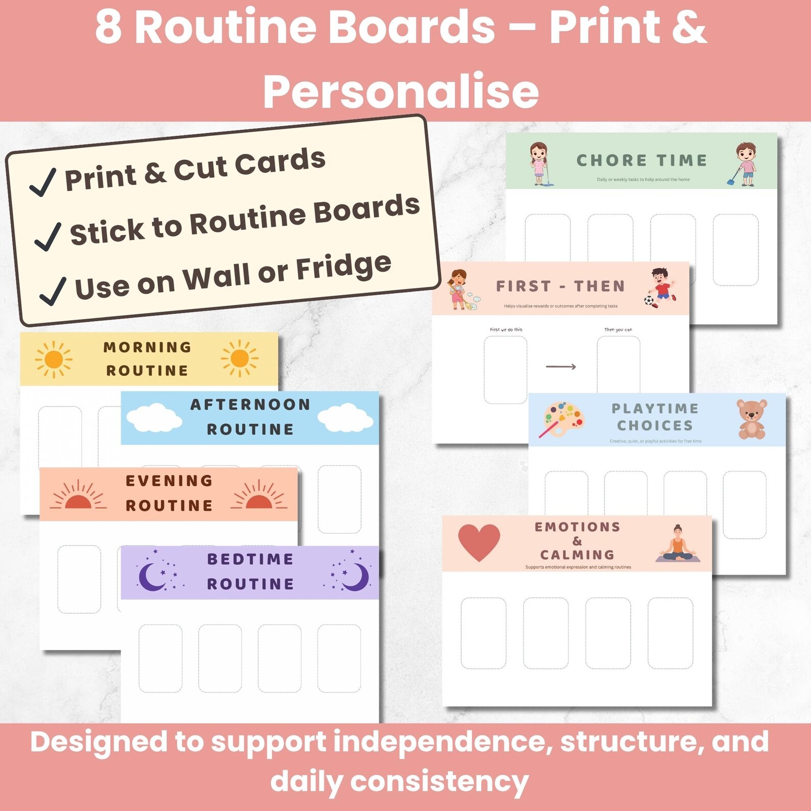 Visual Routine Cards for Kids: ADHD & Autism Sensory Support (PDF) - Etsy