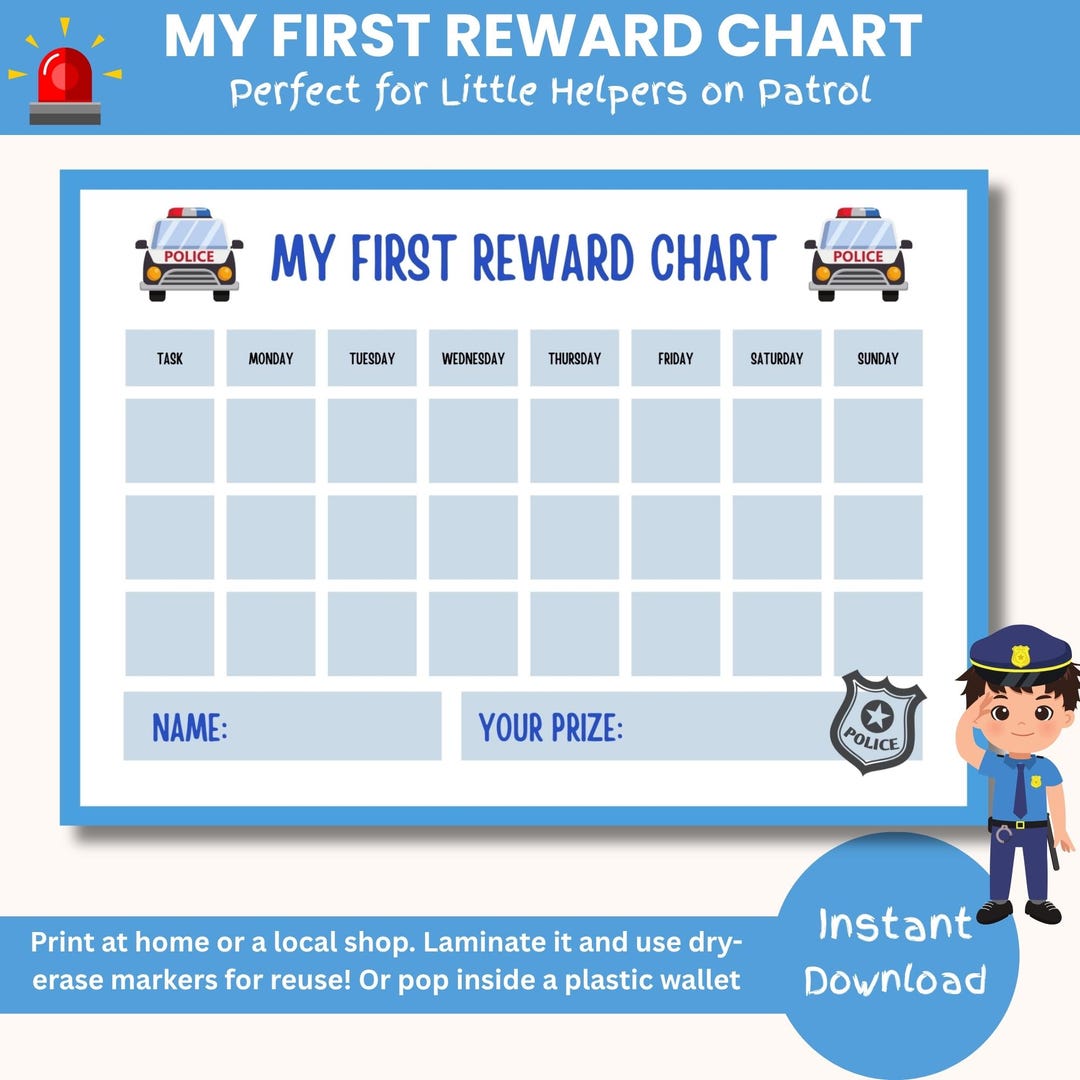 My First Reward Chart – Police Edition – Printable Toddler Routine ...