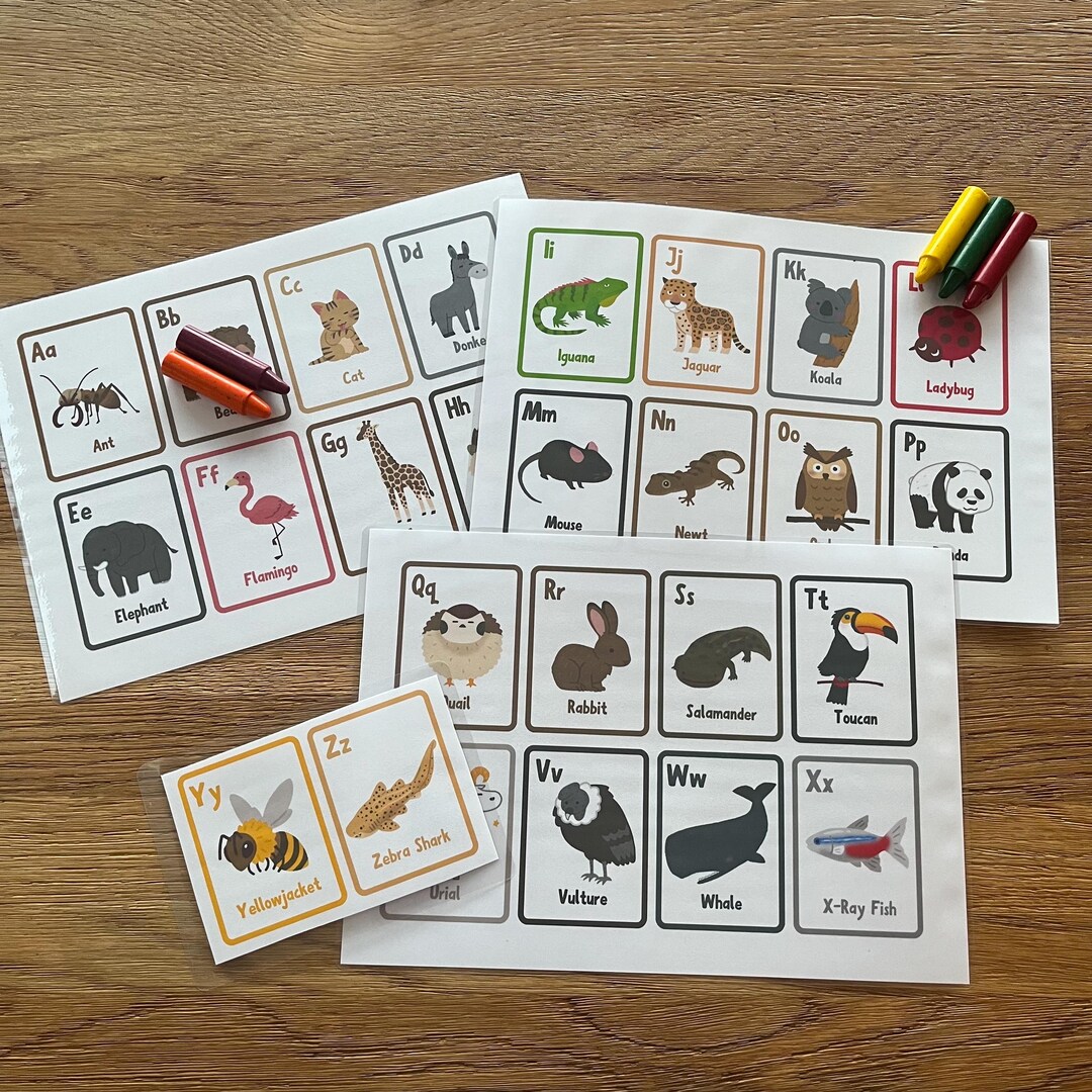 Animal ABC Flashcards: Printable Alphabet Cards for Preschoolers (A4 ...