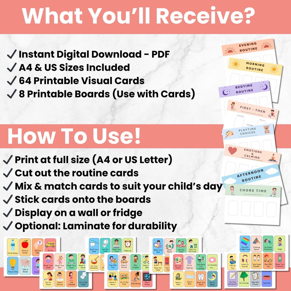 Visual Routine Cards for Kids: ADHD & Autism Sensory Support (PDF) - Etsy