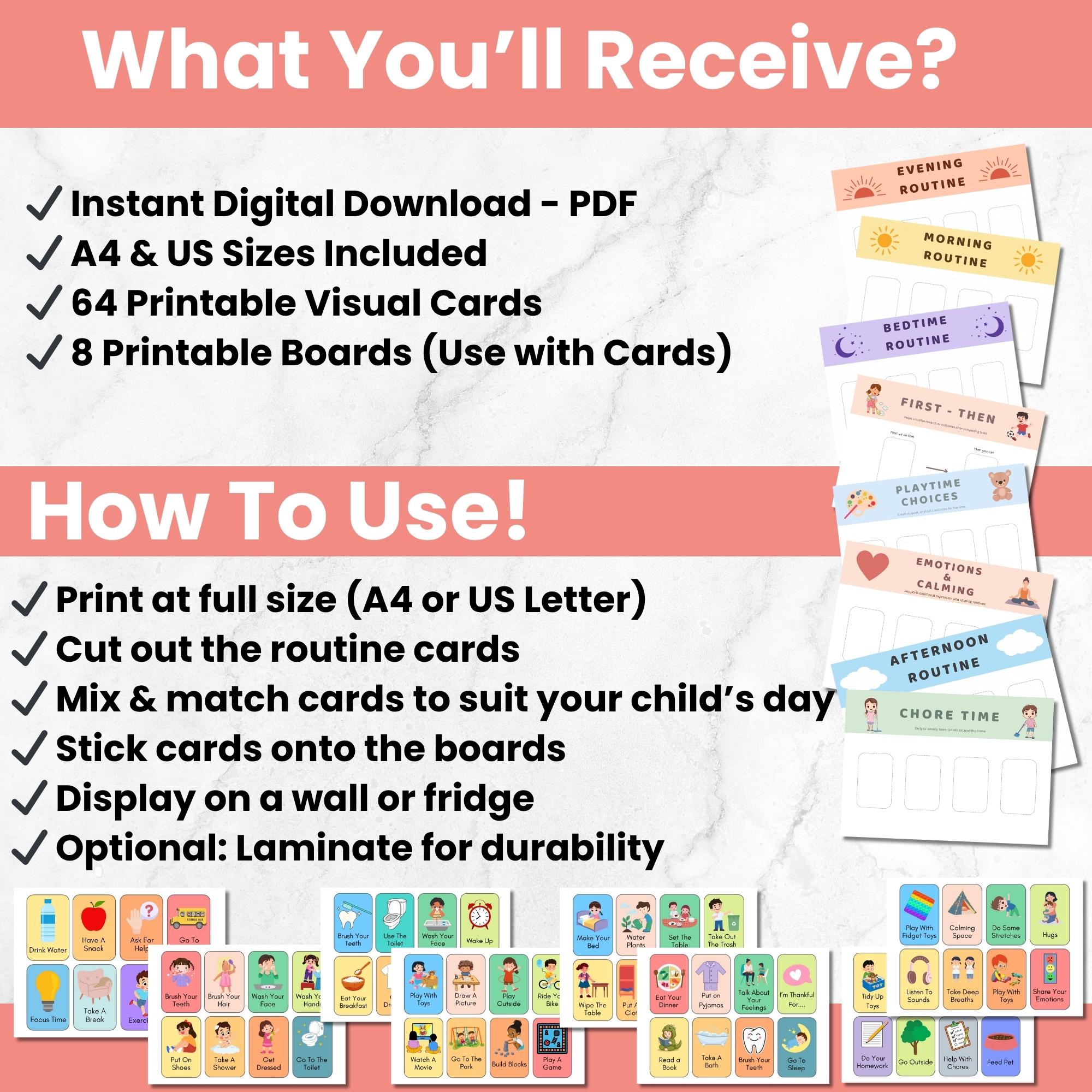 Visual Routine Cards for Kids: ADHD & Autism Sensory Support (PDF) - Etsy