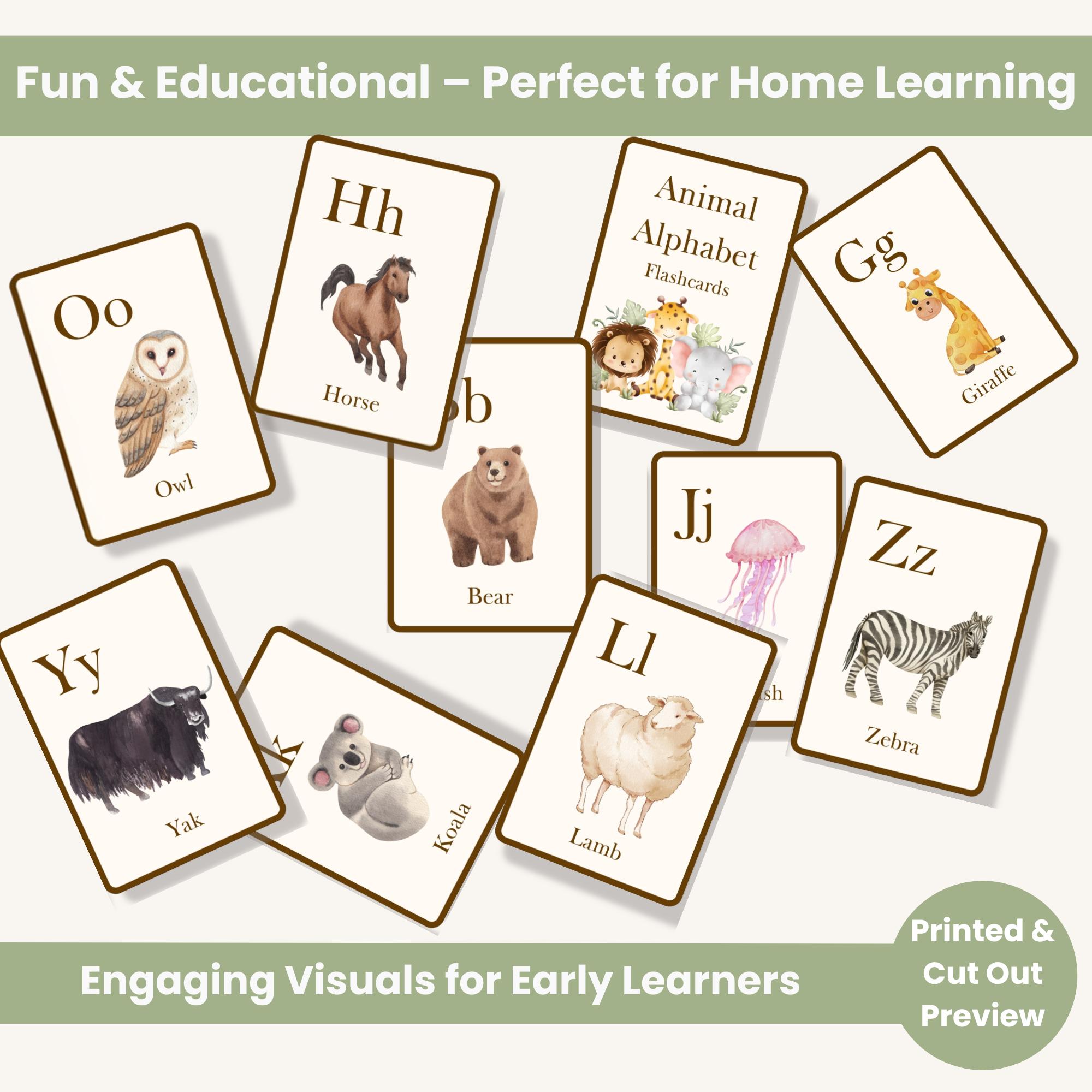 Animal Alphabet Flashcards – A-Z Printable Cards (digital Download) - Etsy