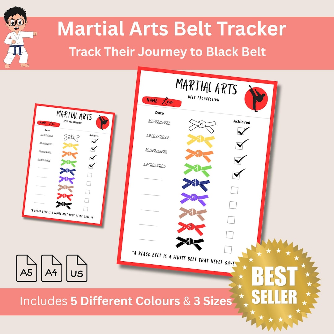 Karate Belt Progress Chart for Kids – Printable Martial Arts Tracker ...