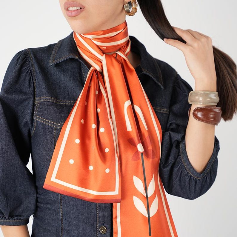 Orange Women's Scarves, Silk Scarves, Accessories Headkerchiefs, Neck ...