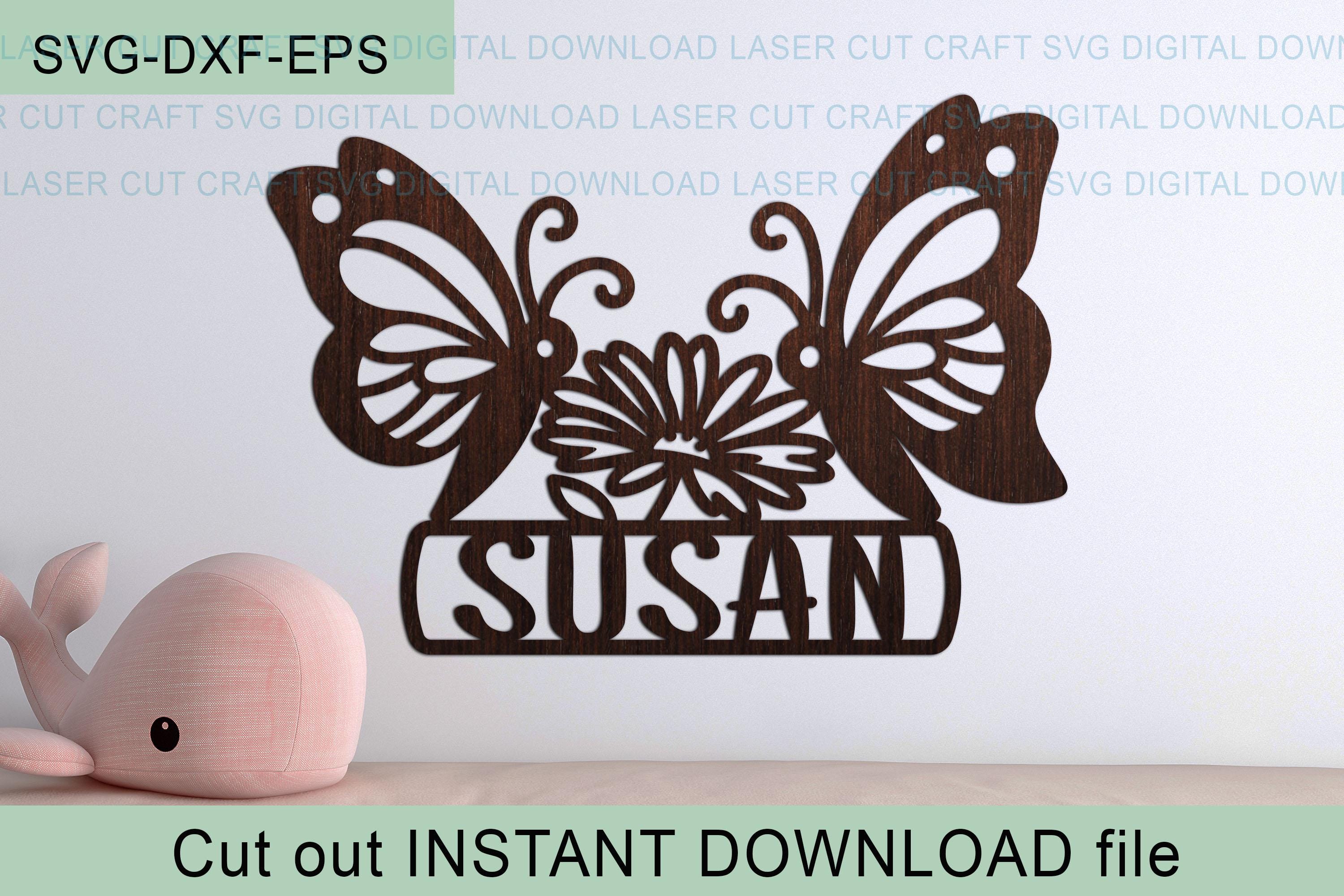 Butterflies Name Sign SVG Bundle: Laser Cut Template (digital Download ...