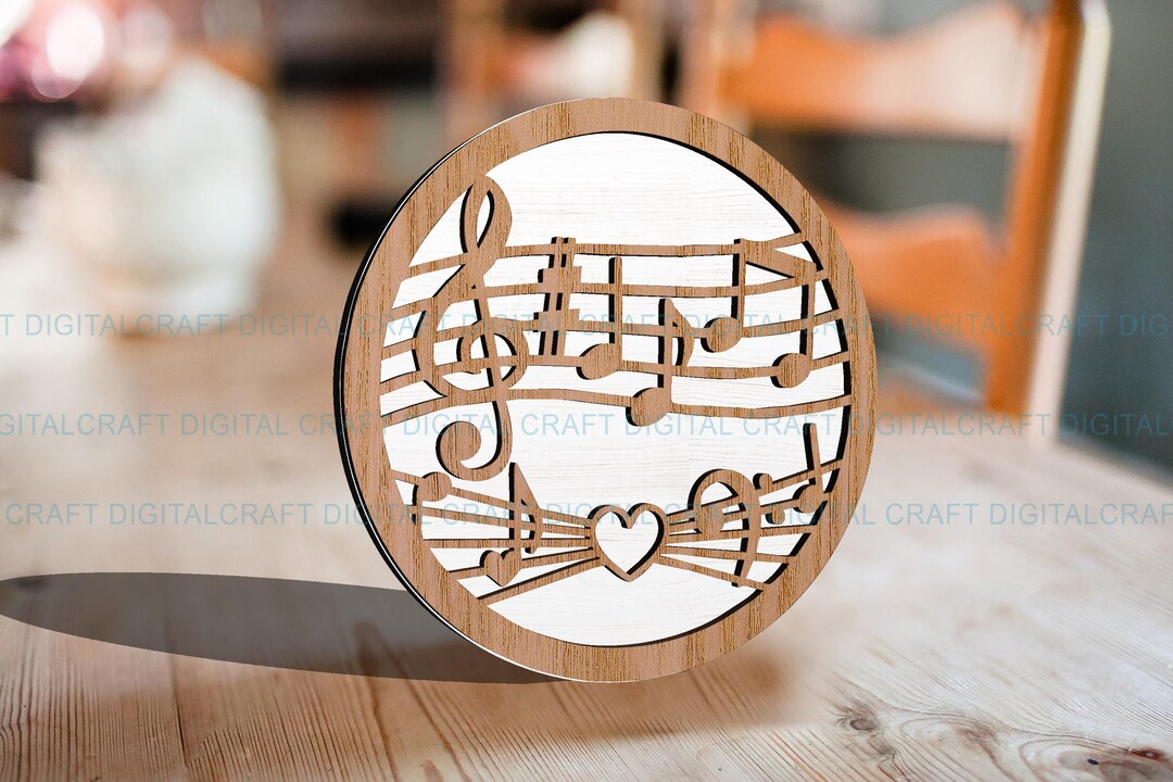 Music Notes Sign SVG: Music Teacher Ornament Svg Laser Cut Template ...