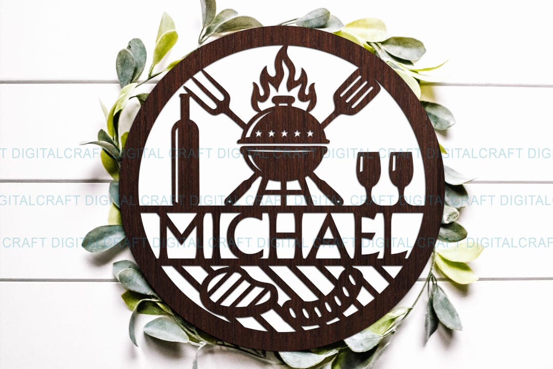 BBQ Name Sign SVG Laser Cut Template: Grill Master Gift (digital ...