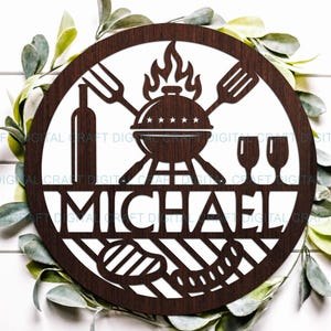 BBQ Name Sign SVG Laser Cut Template: Grill Master Gift (digital ...