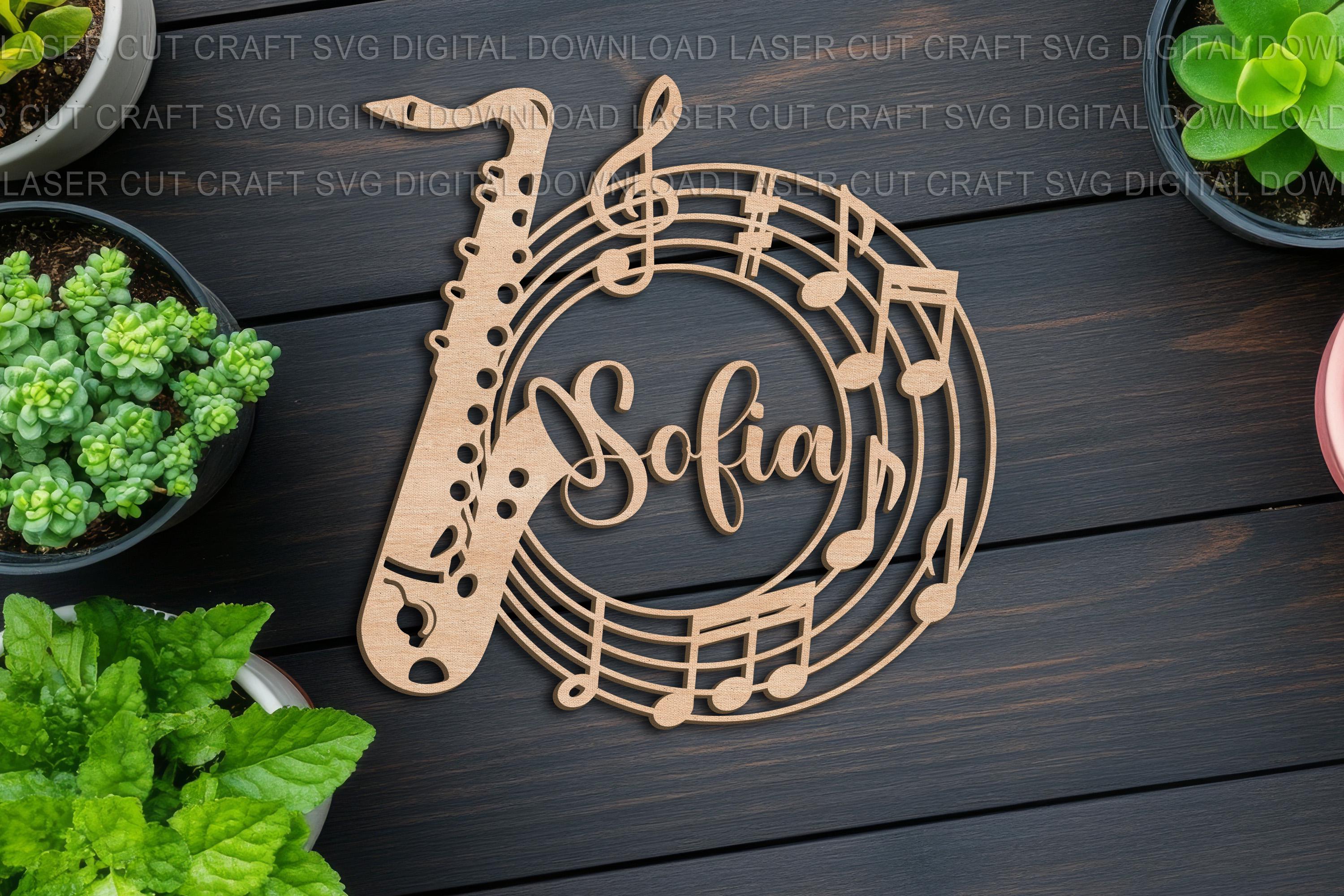 Saxophone Monogram SVG, Laser Cut File, Music Teacher Gift (digital ...
