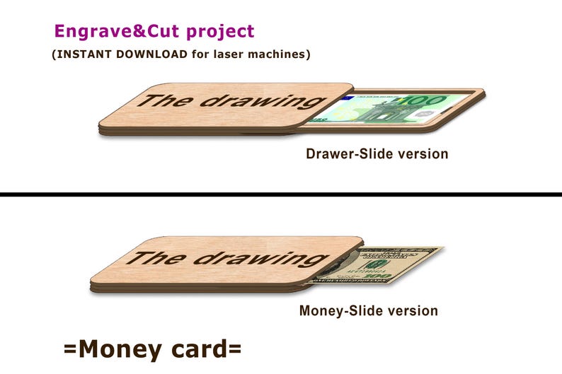 Slider Money Holder Birthday Card SVG Laser Cut Template (digital ...