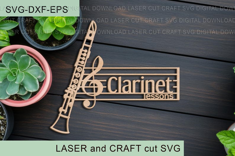 Clarinet Monogram SVG, Music Teacher Gift, Laser Cut Template (digital ...