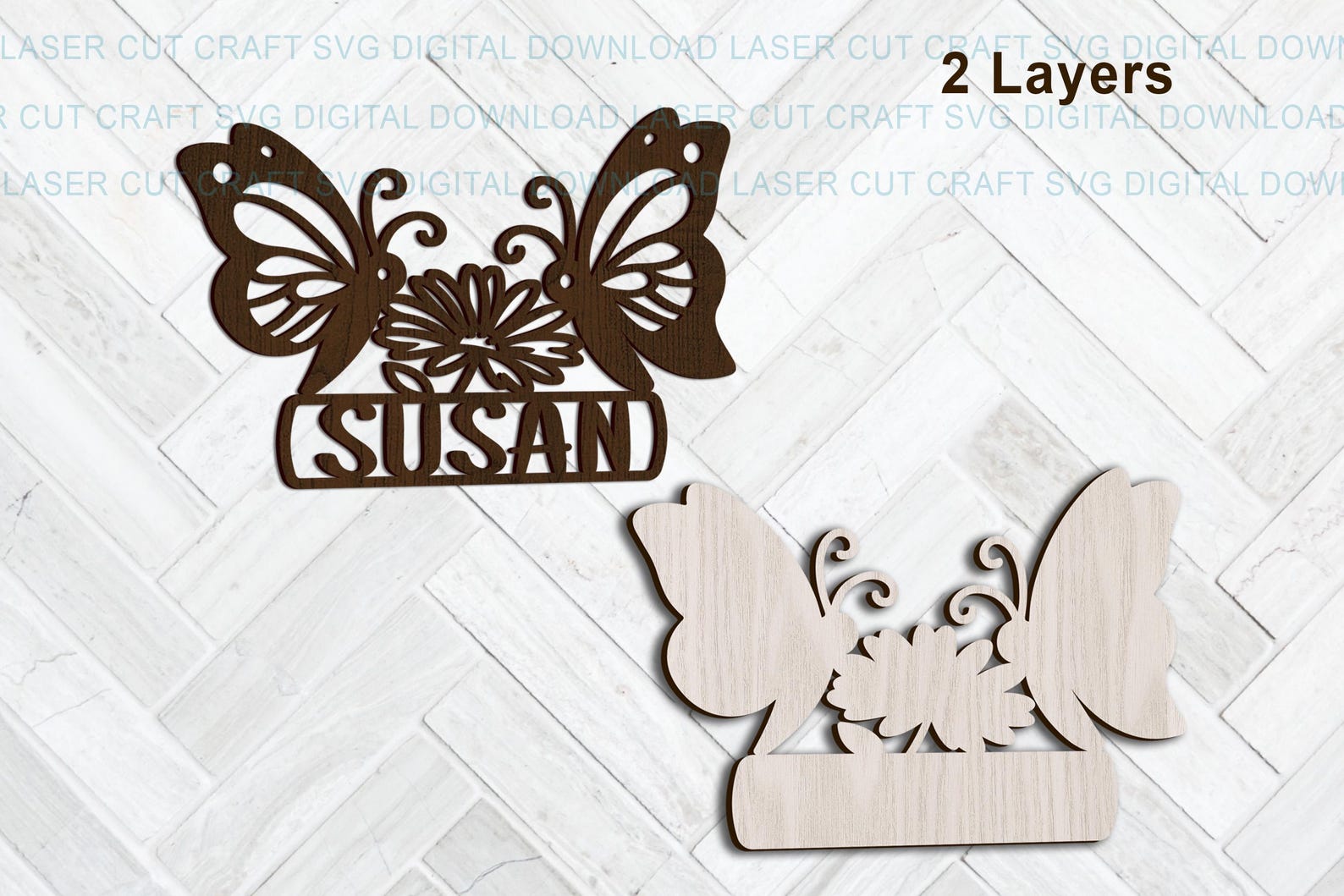Butterflies Name Sign SVG Bundle: Laser Cut Template (digital Download ...
