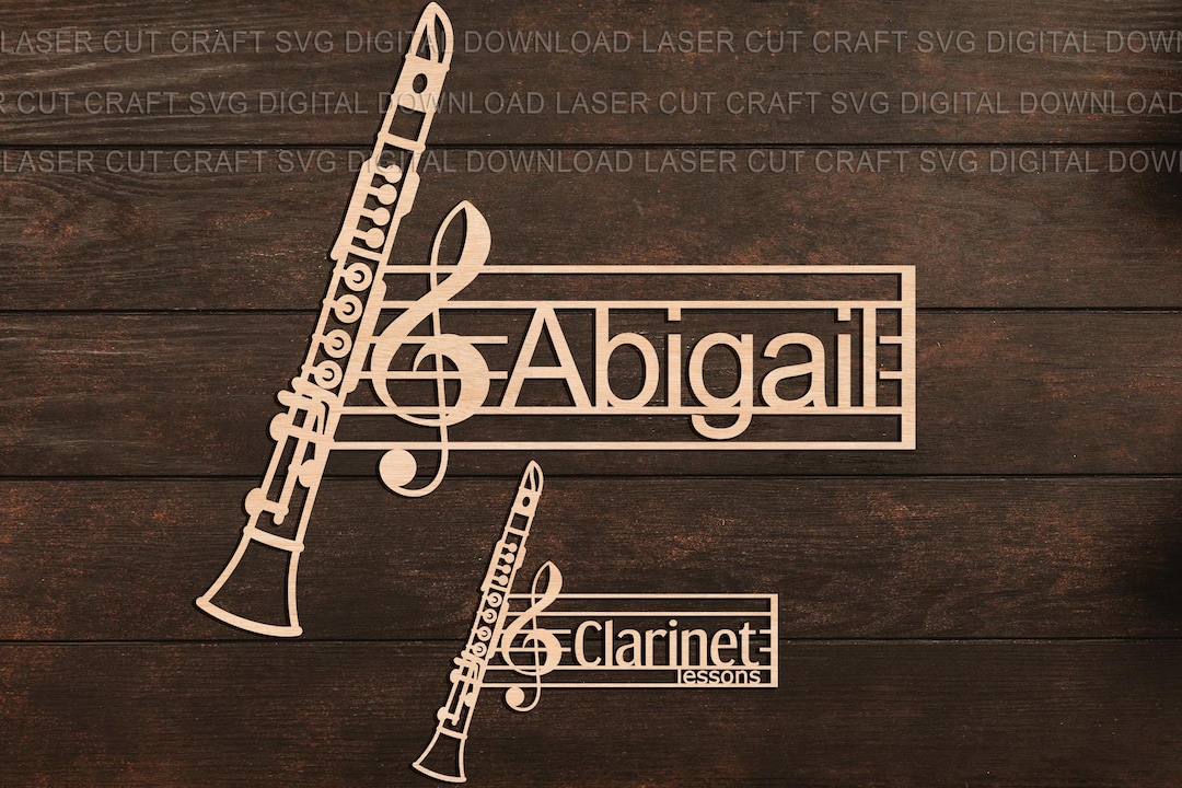 Clarinet Monogram SVG, Music Teacher Gift, Laser Cut Template (digital ...