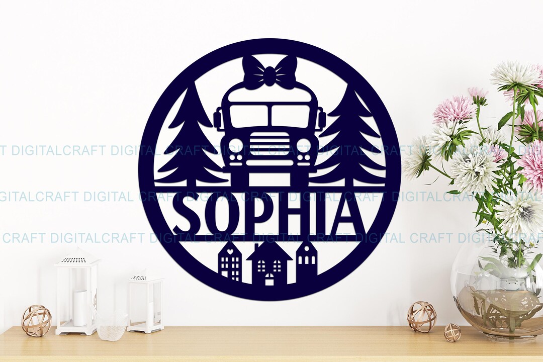Woman School Bus Driver Name Sign Svg Laser Cut Template, Bus Driver ...