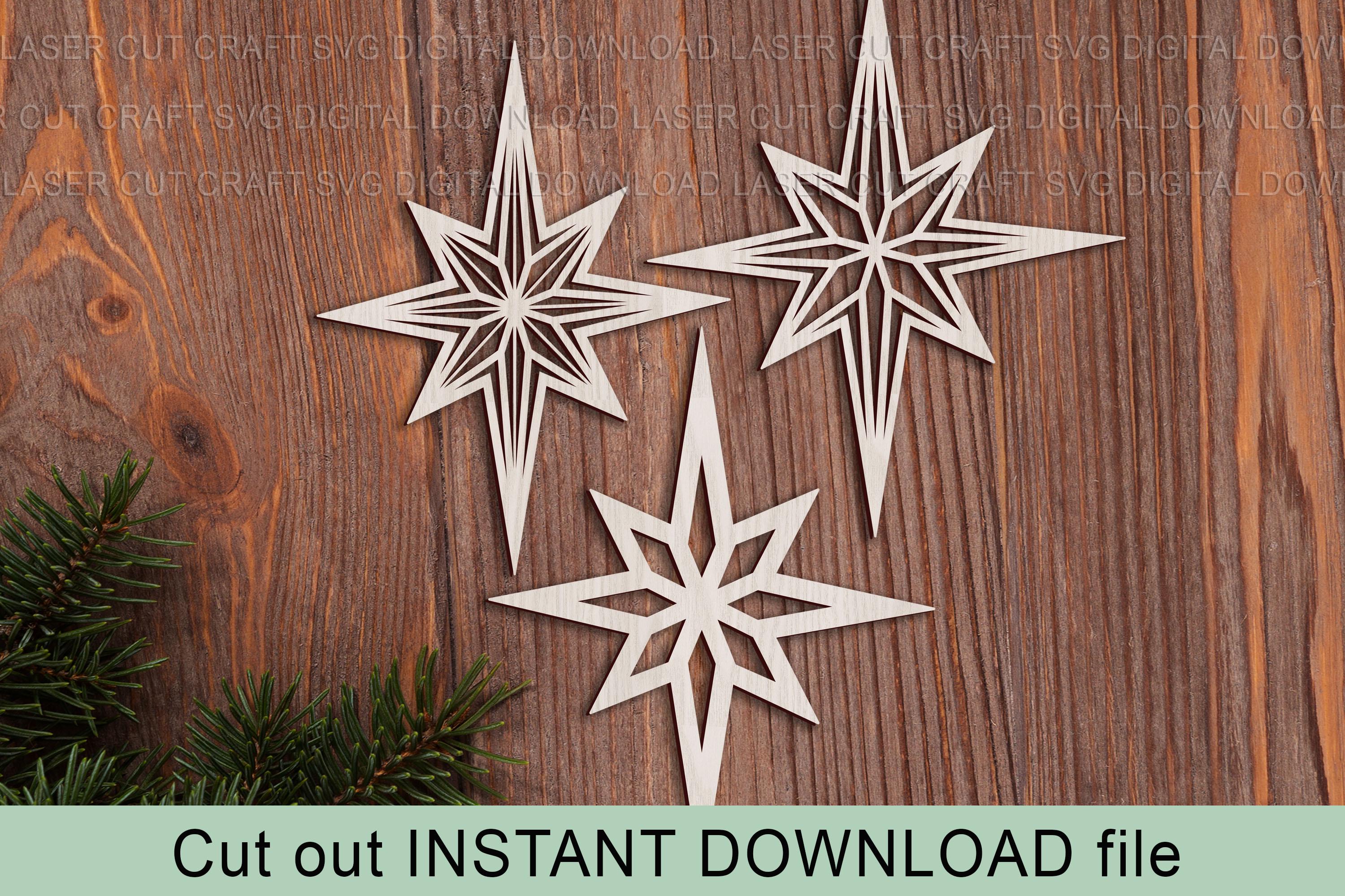 Simple Christmas Stars SVG Laser Cut Template or Craft Machines ...