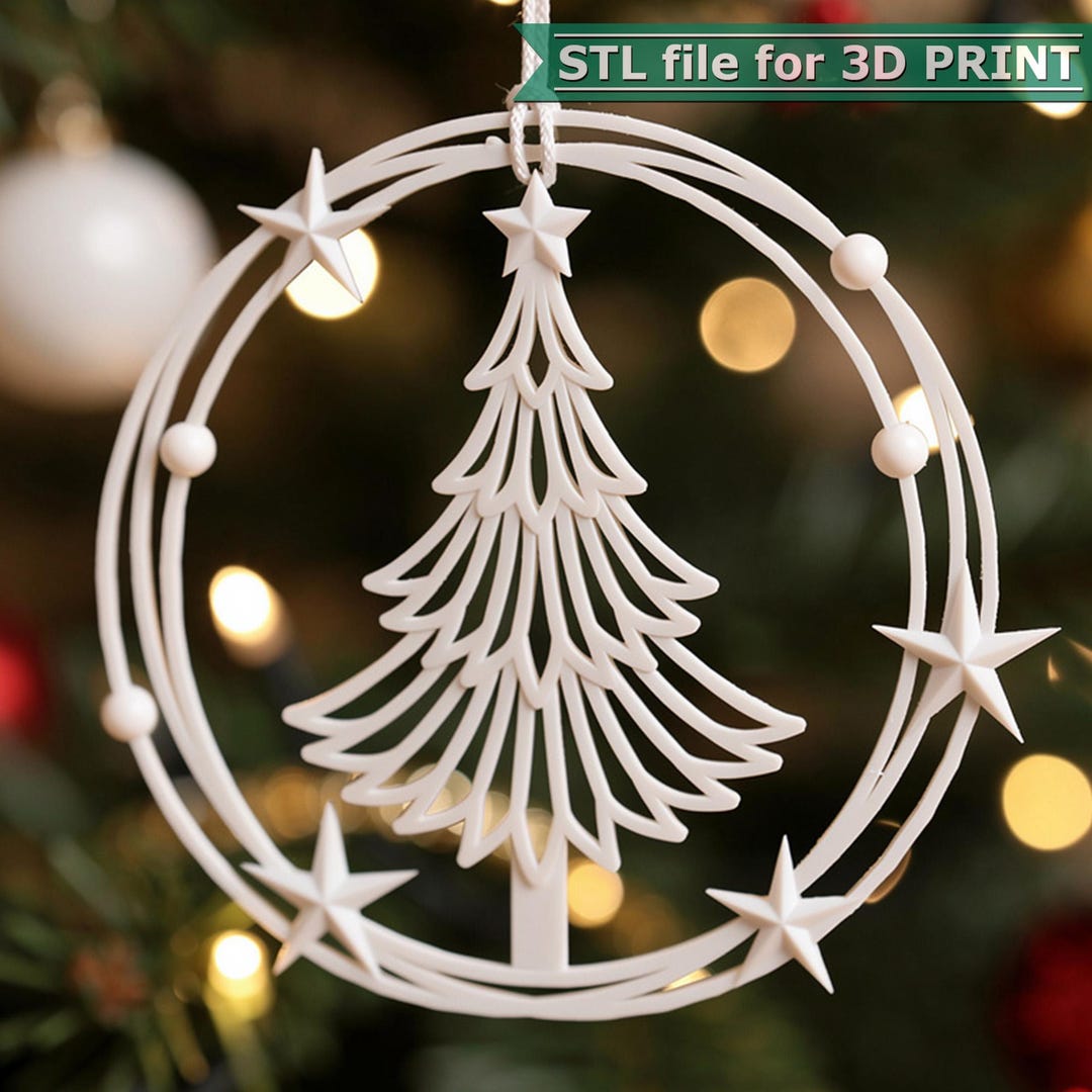 Christmas STL File for 3D Print (3MF): Christmas Tree Wreath Ornament ...