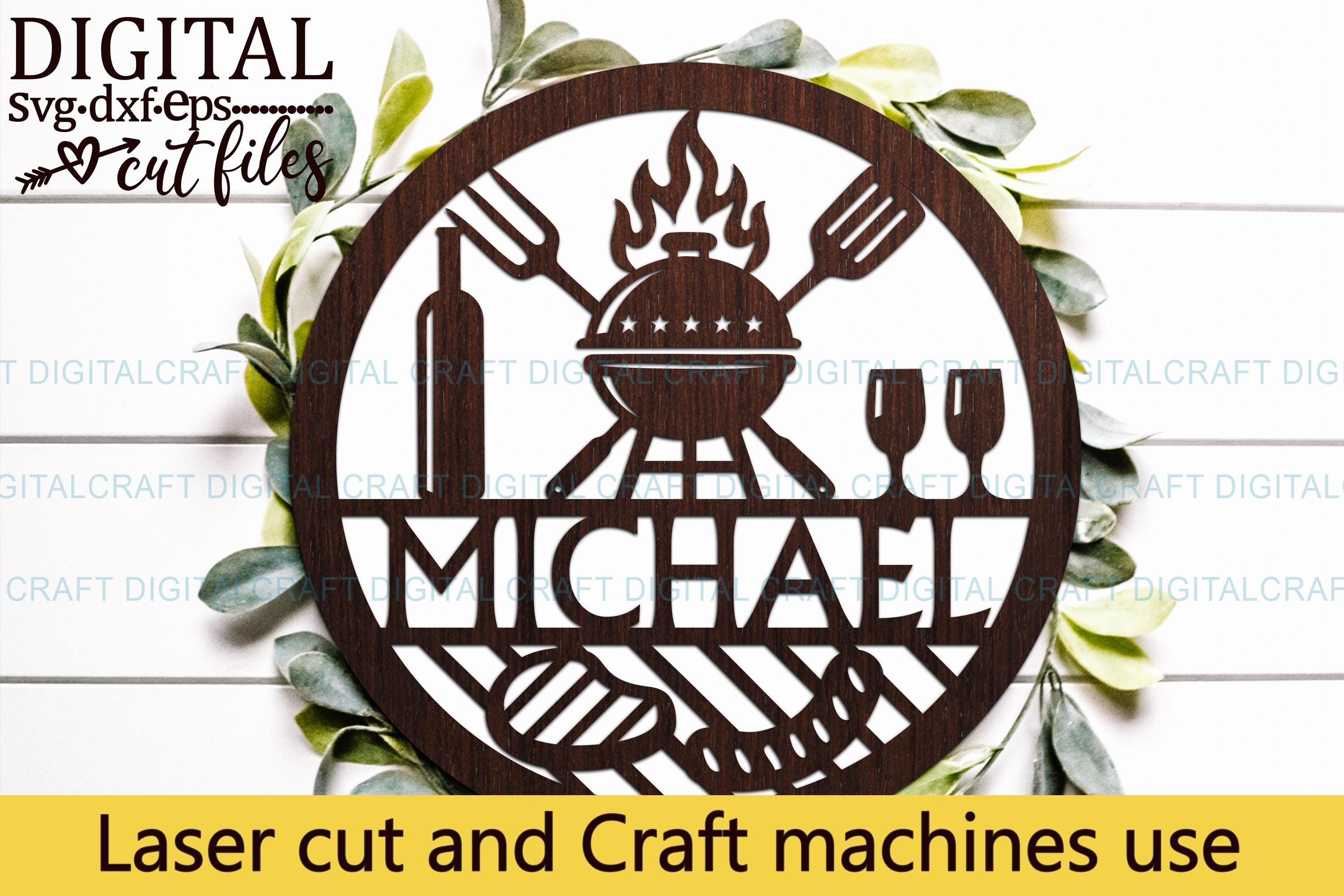 BBQ Name Sign SVG Laser Cut Template: Grill Master Gift (digital ...