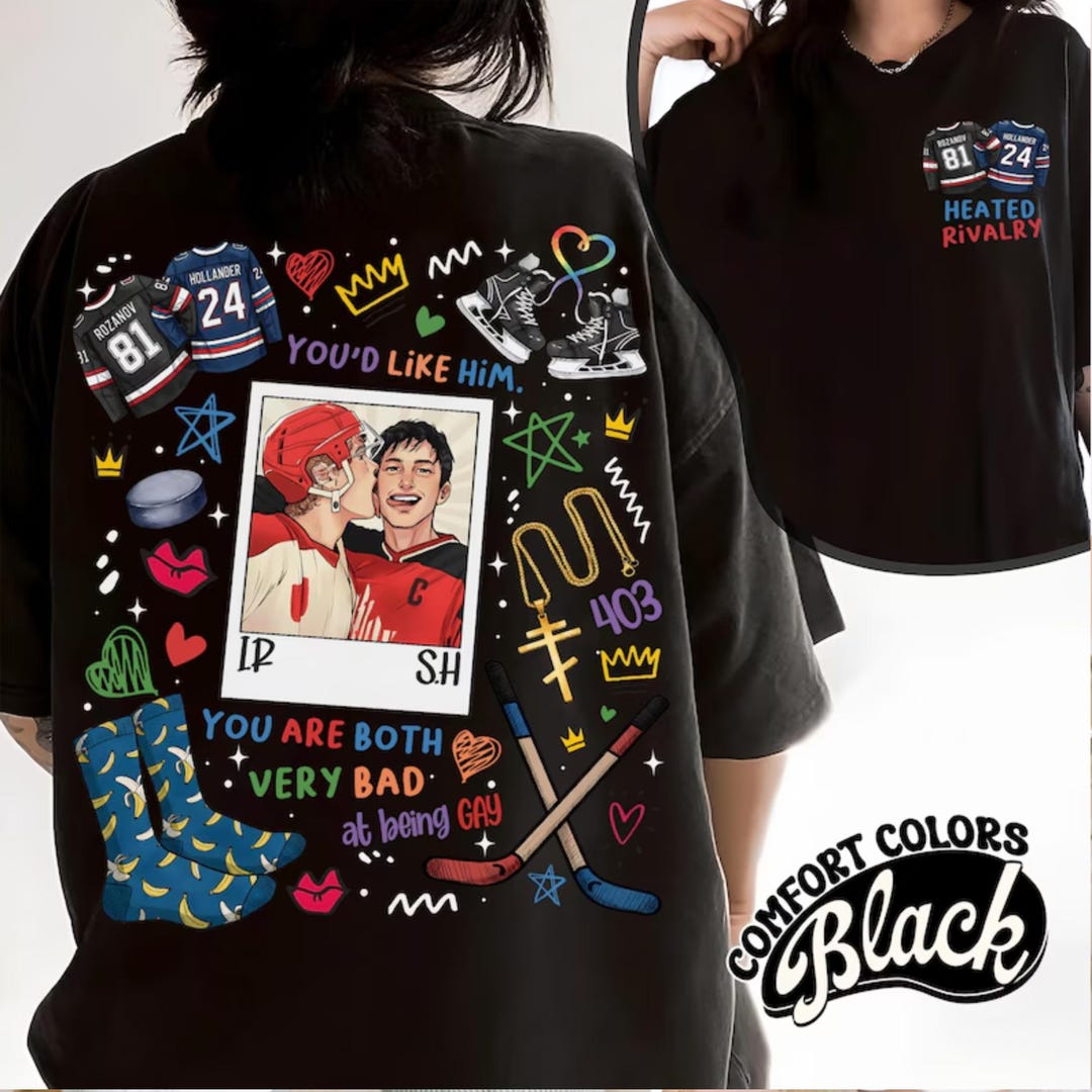 Heated Rivalry Comfort Color Shirt, Hockey Romance Couple Graphic Tee ...