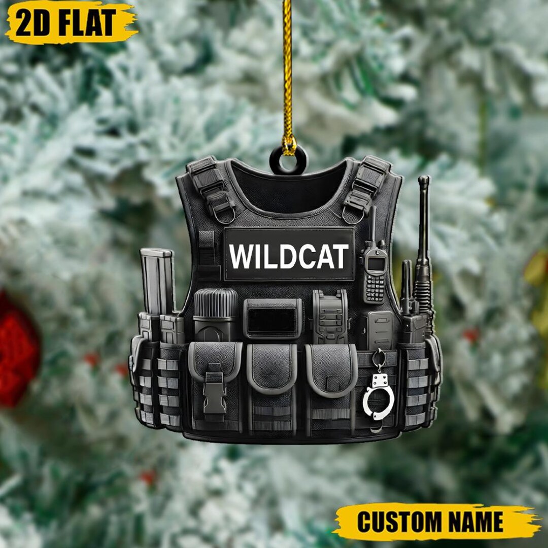 Personalized Tactical Vest Ornament, Custom SWAT Police Gift, Law ...