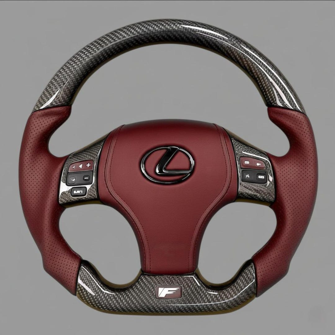 Handcrafted Carbon Fiber Steering Wheel | Red Leather F-sport for Lexus ...
