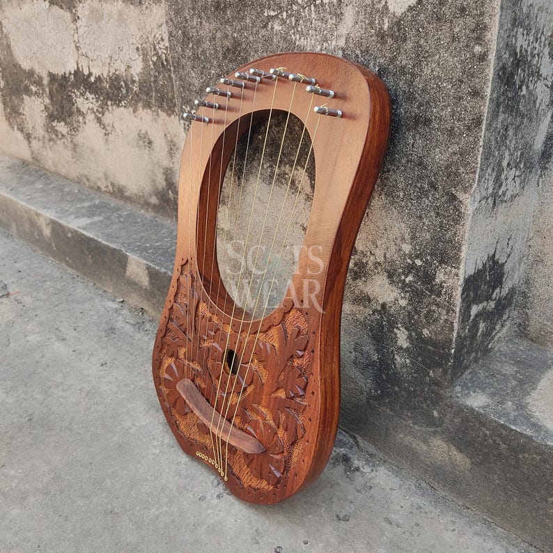 Flower Rosewood Lyre Harp 10 Metal Strings Lyre Harps Handmade Medieval ...
