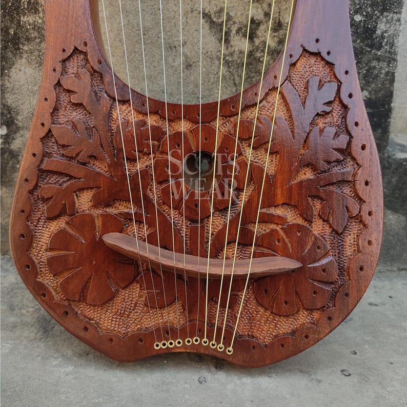 Flower Rosewood Lyre Harp 10 Metal Strings Lyre Harps Handmade Medieval ...