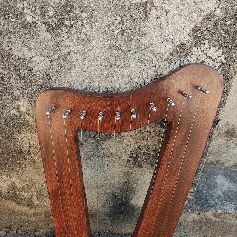 Handmade Triangle Lyre Harp 10 Metal Strings Rosewood Medieval Musical ...