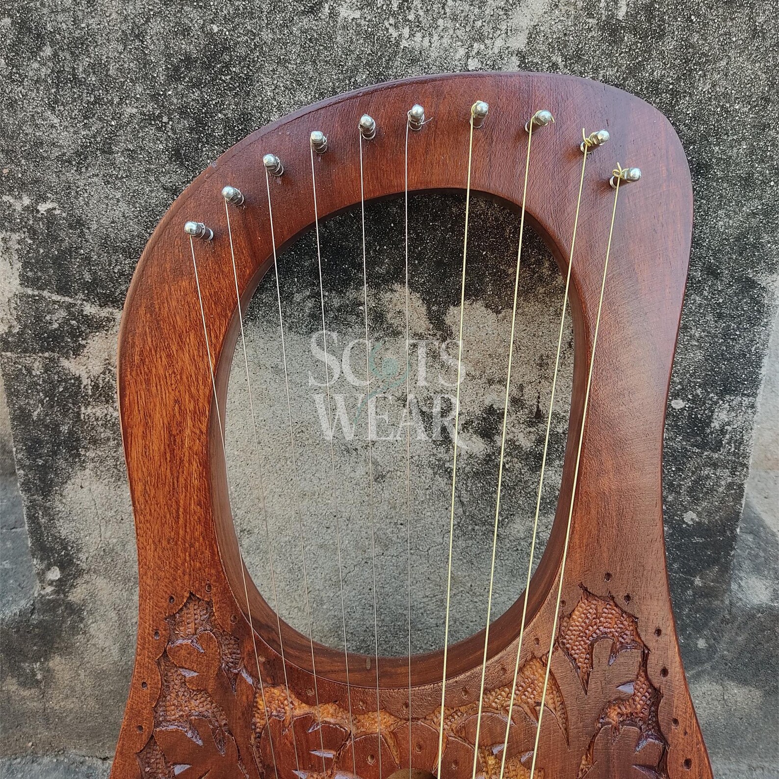 Flower Rosewood Lyre Harp 10 Metal Strings Lyre Harps Handmade Medieval ...