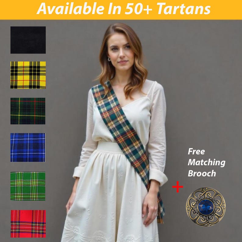 Custom Tartan Sash for Women – Handmade Scottish Wool Plaid 90"x11 ...