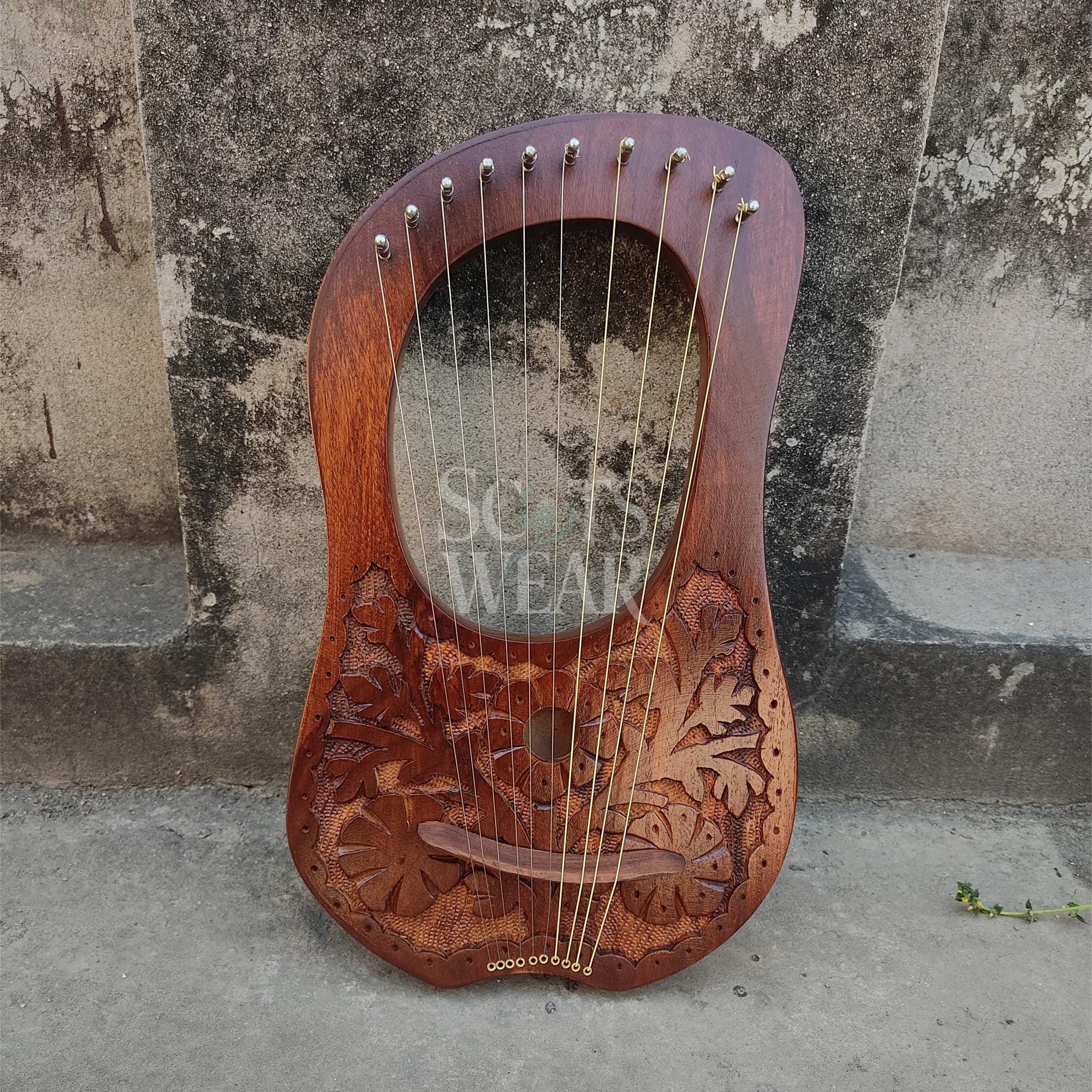 Flower Rosewood Lyre Harp 10 Metal Strings Lyre Harps Handmade Medieval ...