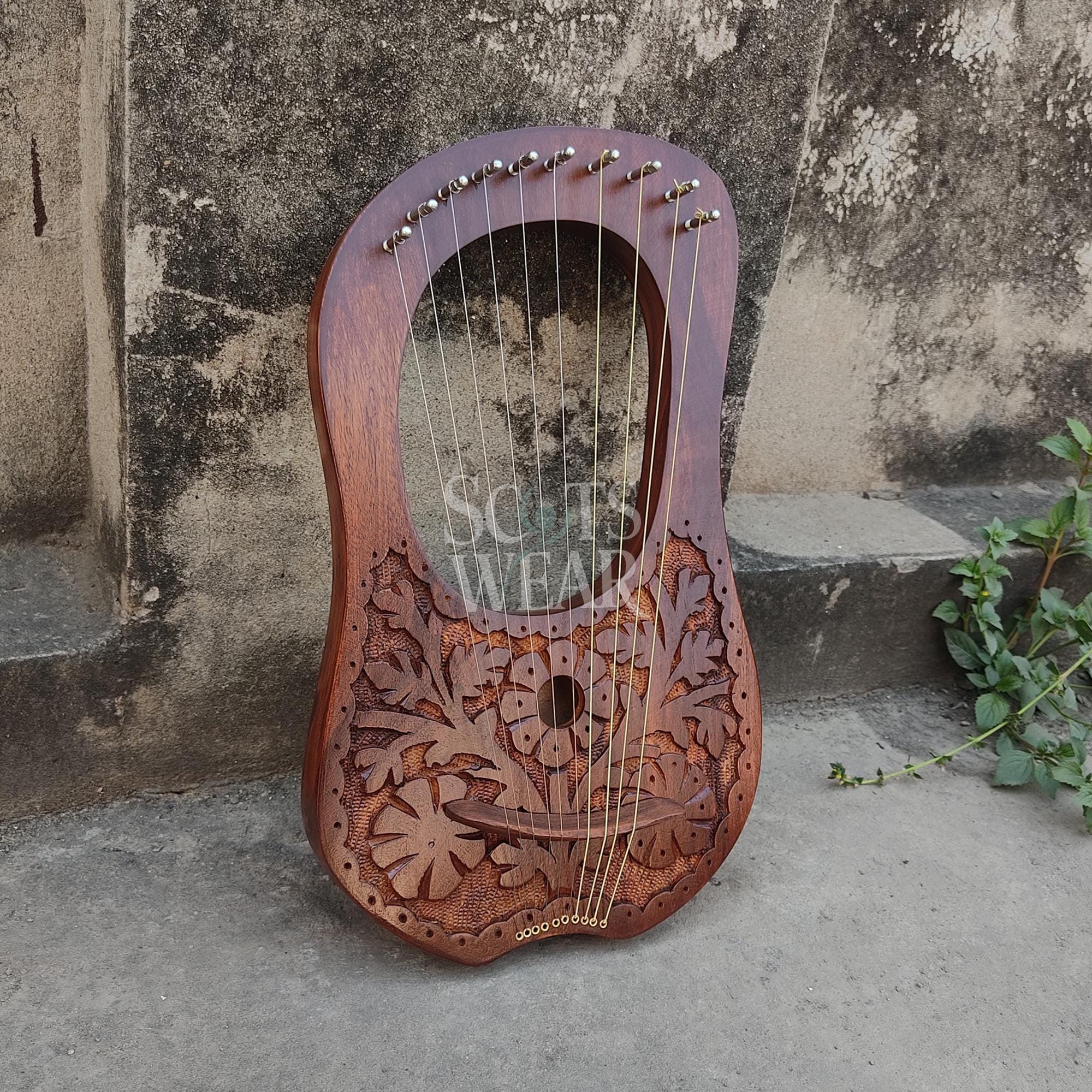 Flower Rosewood Lyre Harp 10 Metal Strings Lyre Harps Handmade Medieval ...