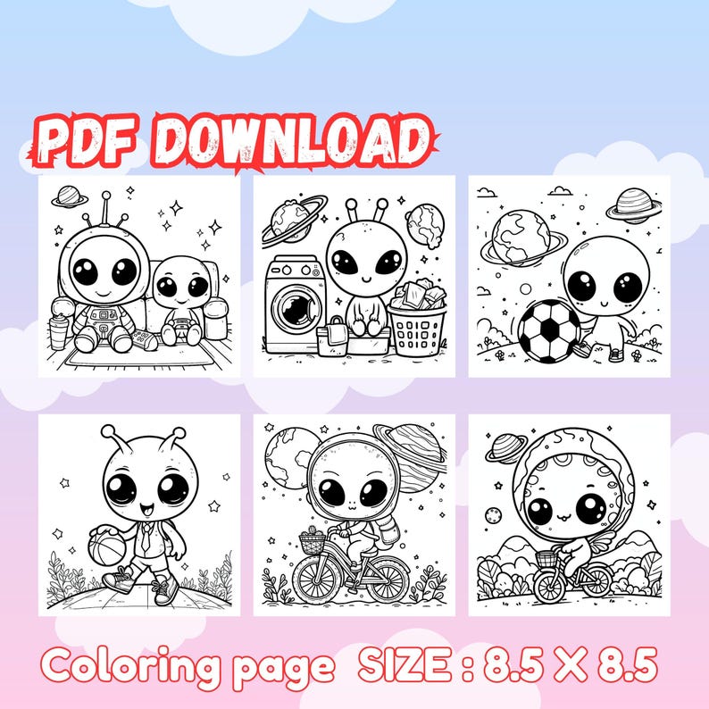 Cute Alien Coloring Pages for Kids | 50 Printable Space-themed Coloring ...