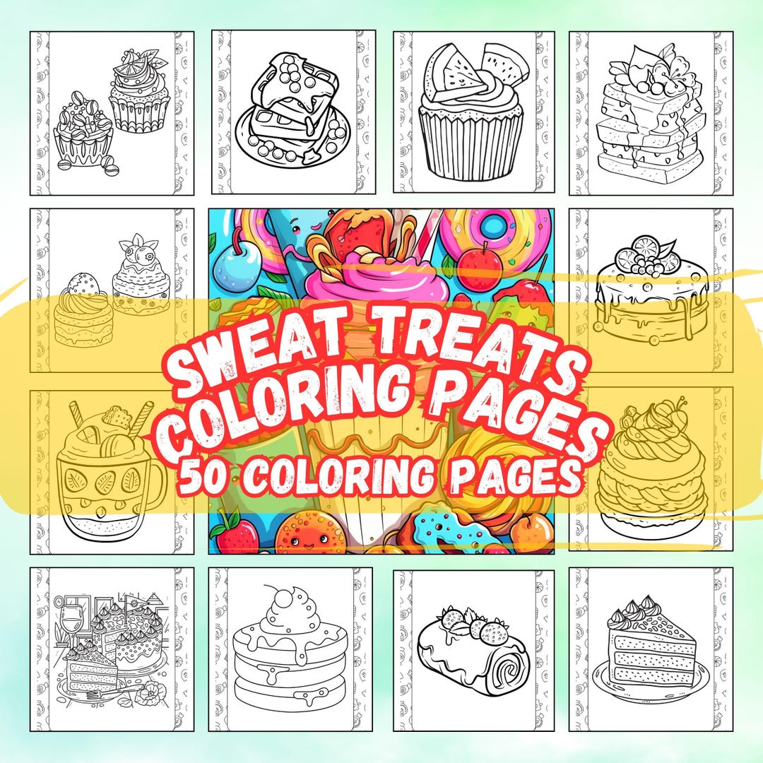 50 Sweet Treats Coloring Pages | Dessert & Cupcake Coloring Book PDF ...