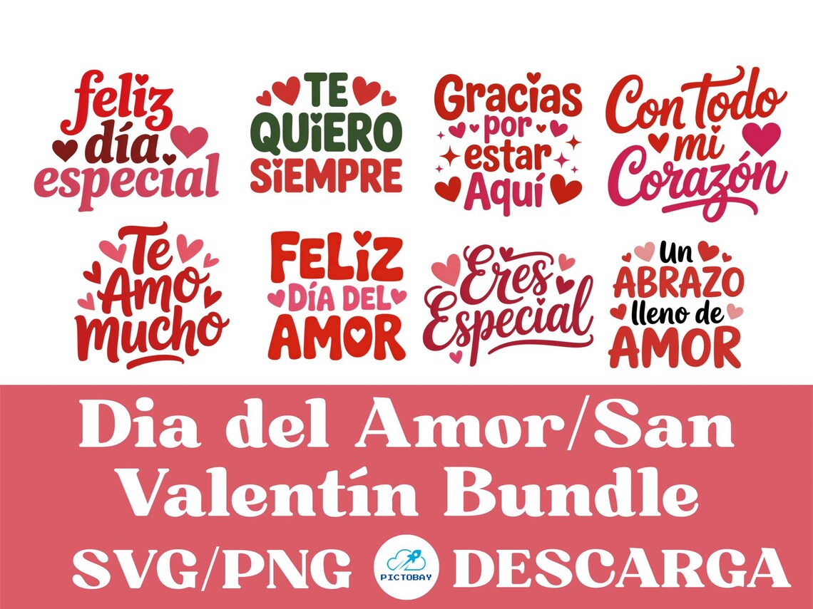San Valentín SVG Bundle – Día Del Amor Y La Amistad Spanish Cut Files ...