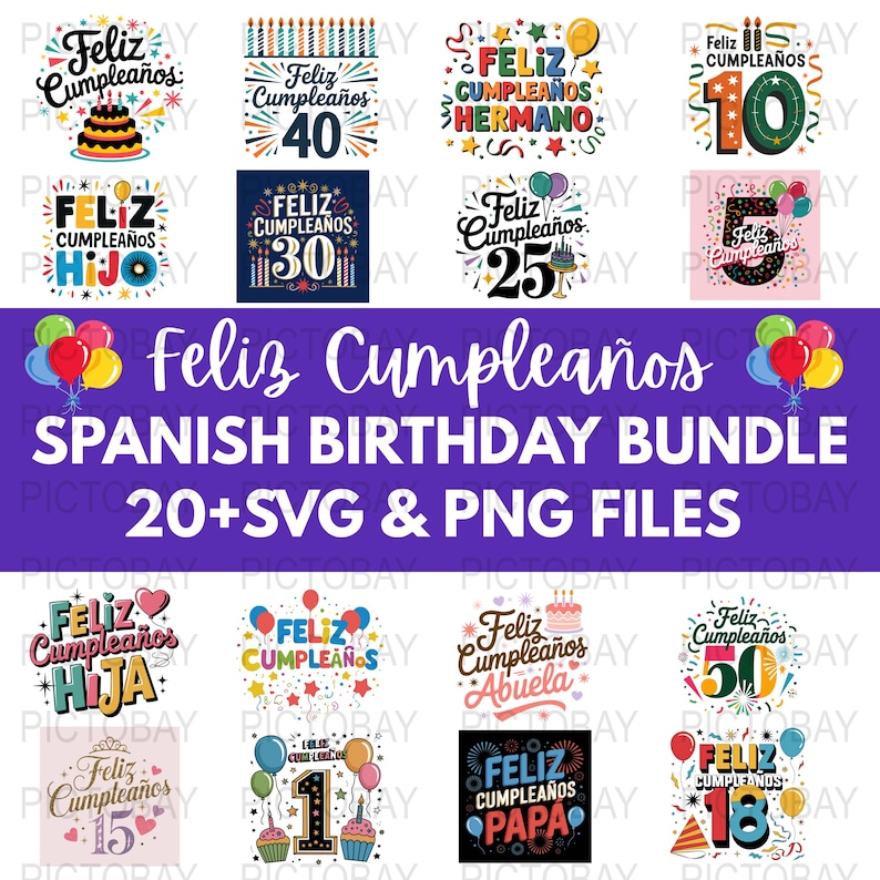 Feliz Cumpleaños SVG Bundle | Birthday Digital Cut File | Instant ...