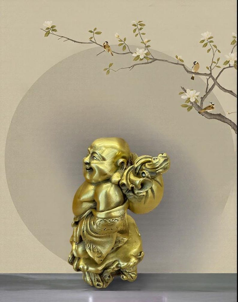 Laughing Buddha Statue - Solid Brass Maitreya Buddha for Good Luck ...